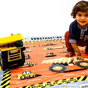 Construction Vehicles and Construction Site Playmat Educational Blanket ...