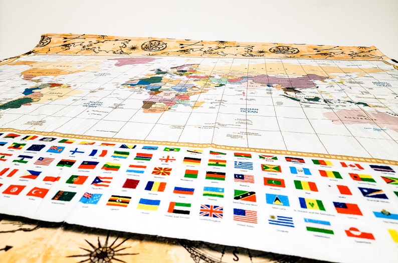 World Map Country Maps Labels Names Educational Blanket Kids - Etsy