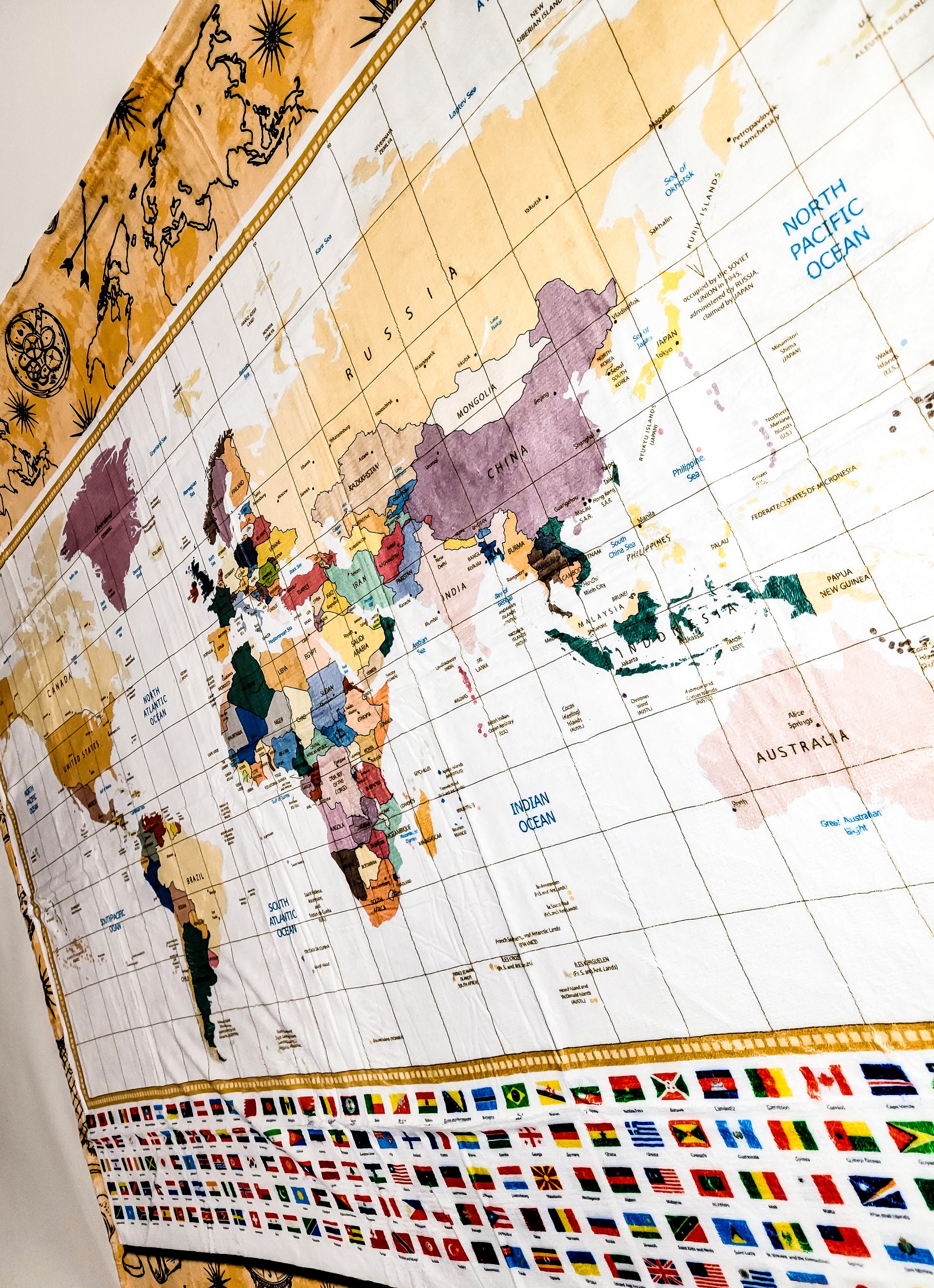 World Map Country Maps Labels Names Educational Blanket Kids - Etsy