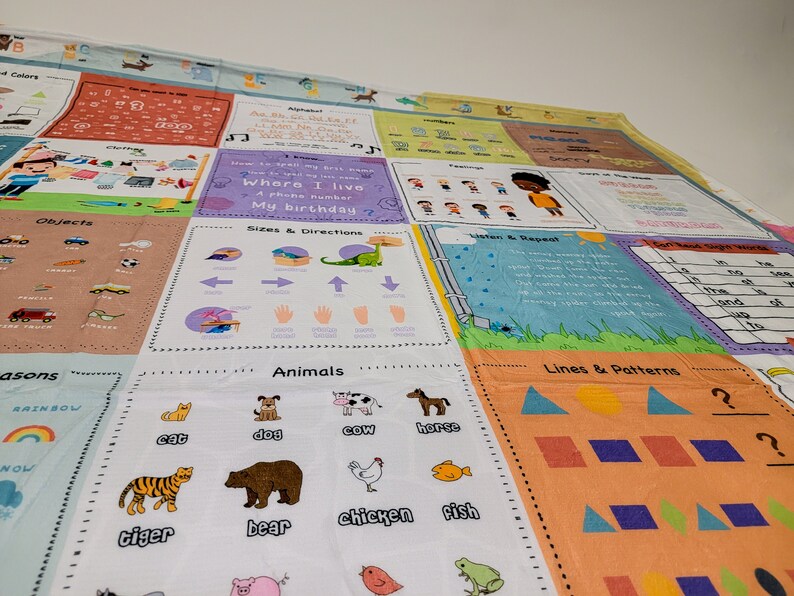 Kindergarten Learning Blanket – 50x60 Reversible Educational Minky Play ...