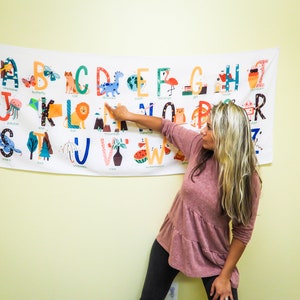 Alphabet Pictures Tapestry for Kids Educational Letters Pictures Wall ...