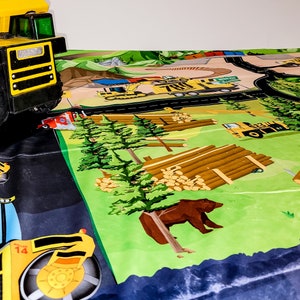 Construction Vehicles and Construction Site Playmat Educational Blanket ...