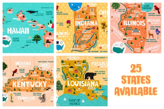 25 Varieties State Map Wall Hanging Tapestry Poster | Etsy