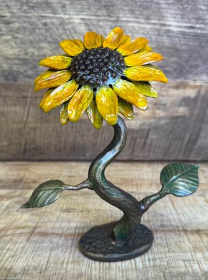 Hand-forged Iron Sunflower Sculpture, Rustic Home Decor - Etsy