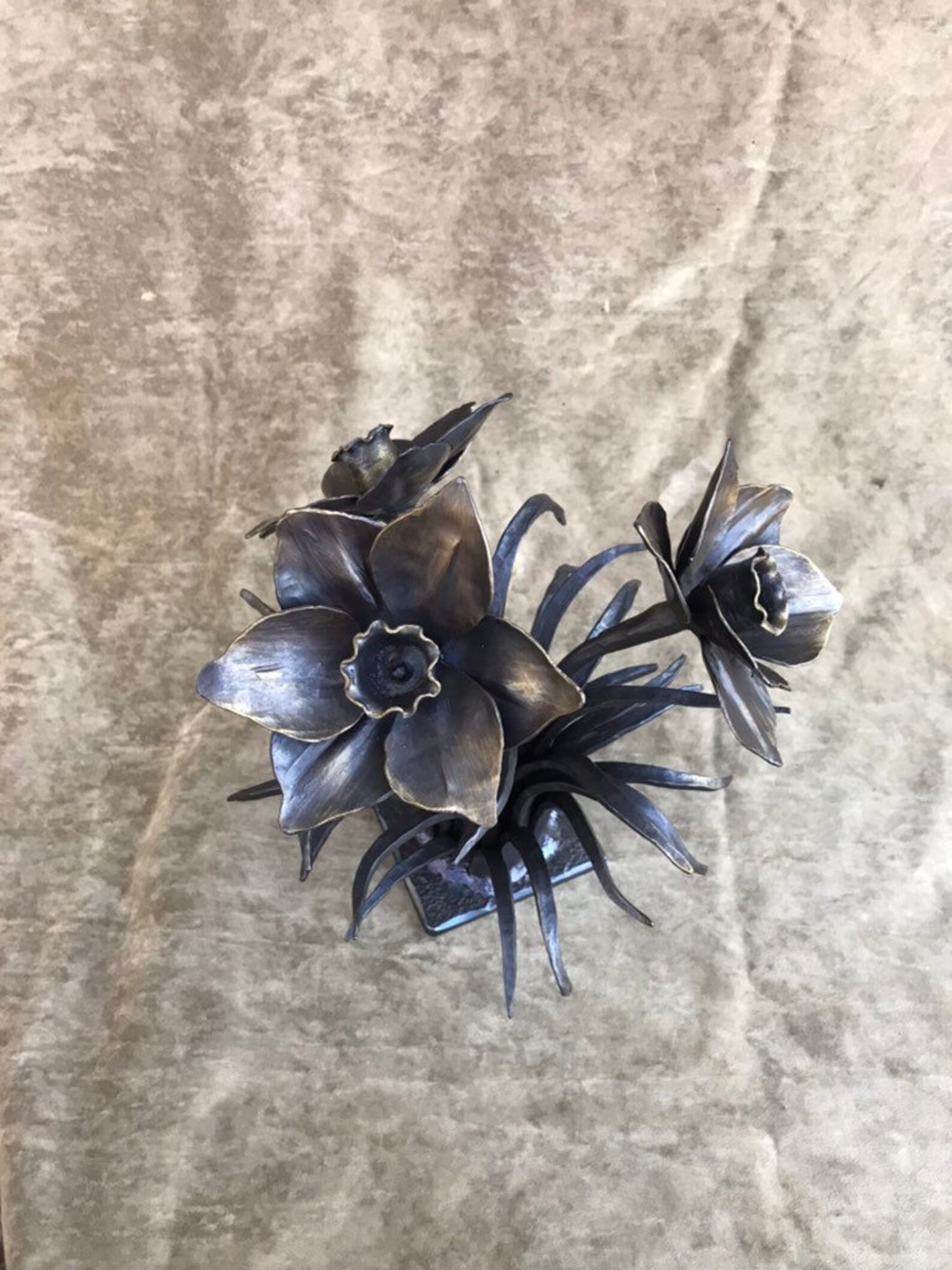 Daffodils Hand Forged Iron Flowers Blacksmith Burnt Whisker | Etsy