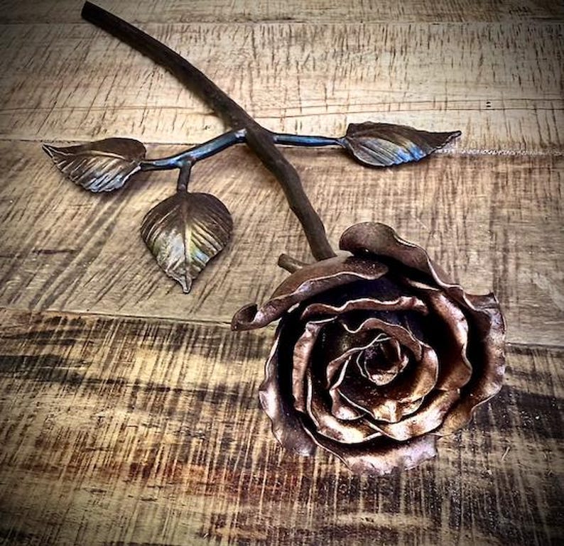 Handforged Iron Rose, Blacksmith Sculpture, Valentine's Day Gift - Etsy