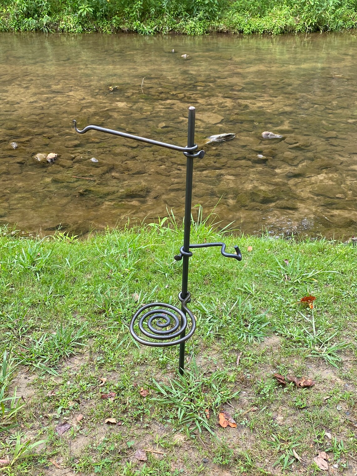 Hand Forged Campfire Cooking Pole, Adjustable Swivel Arms - Etsy