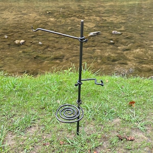 Hand Forged Campfire Cooking Pole, Adjustable Swivel Arms - Etsy