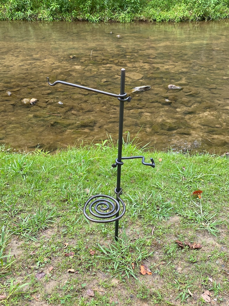 Hand Forged Campfire Cooking Pole, Adjustable Swivel Arms - Etsy
