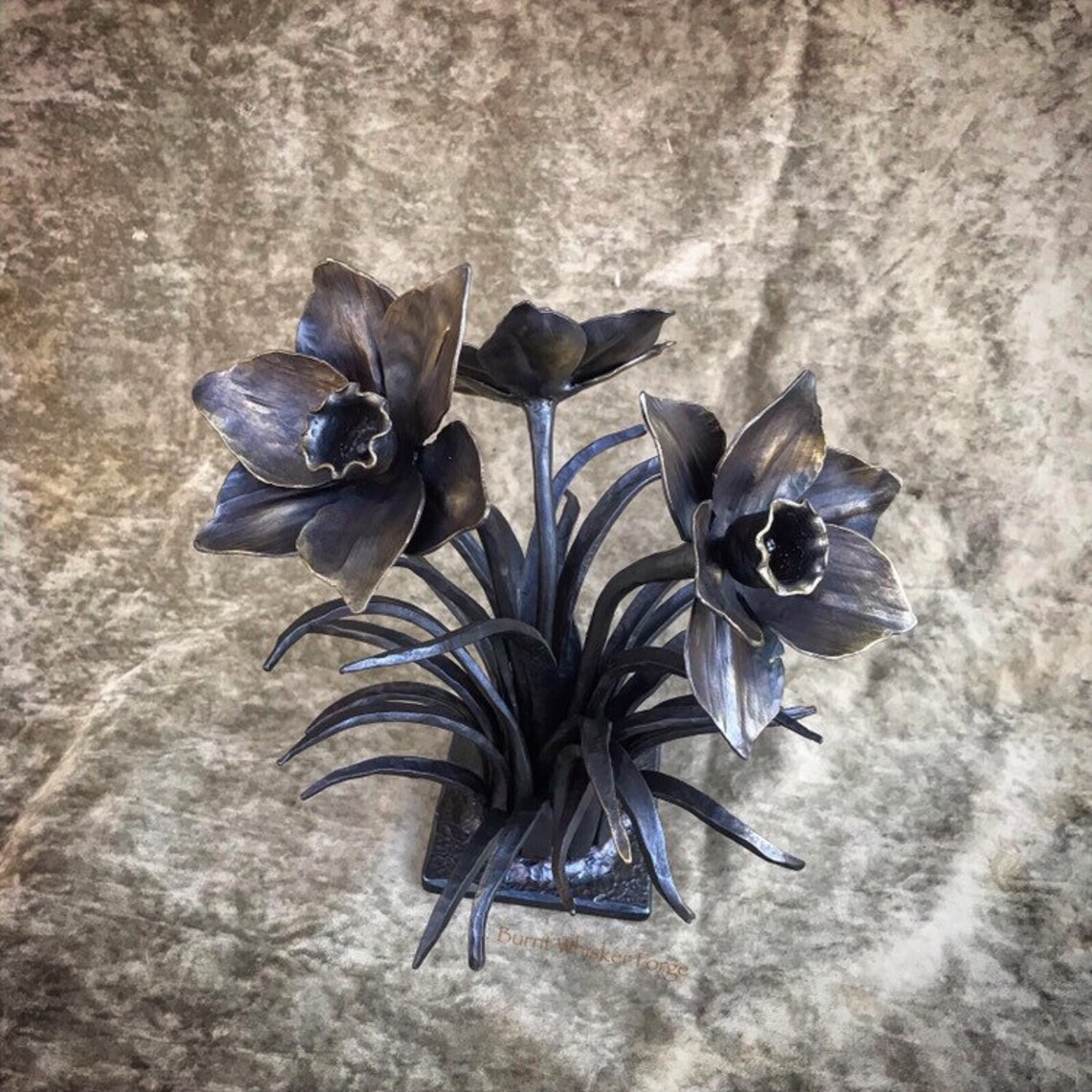 Daffodils Hand Forged Iron Flowers Blacksmith Burnt Whisker | Etsy