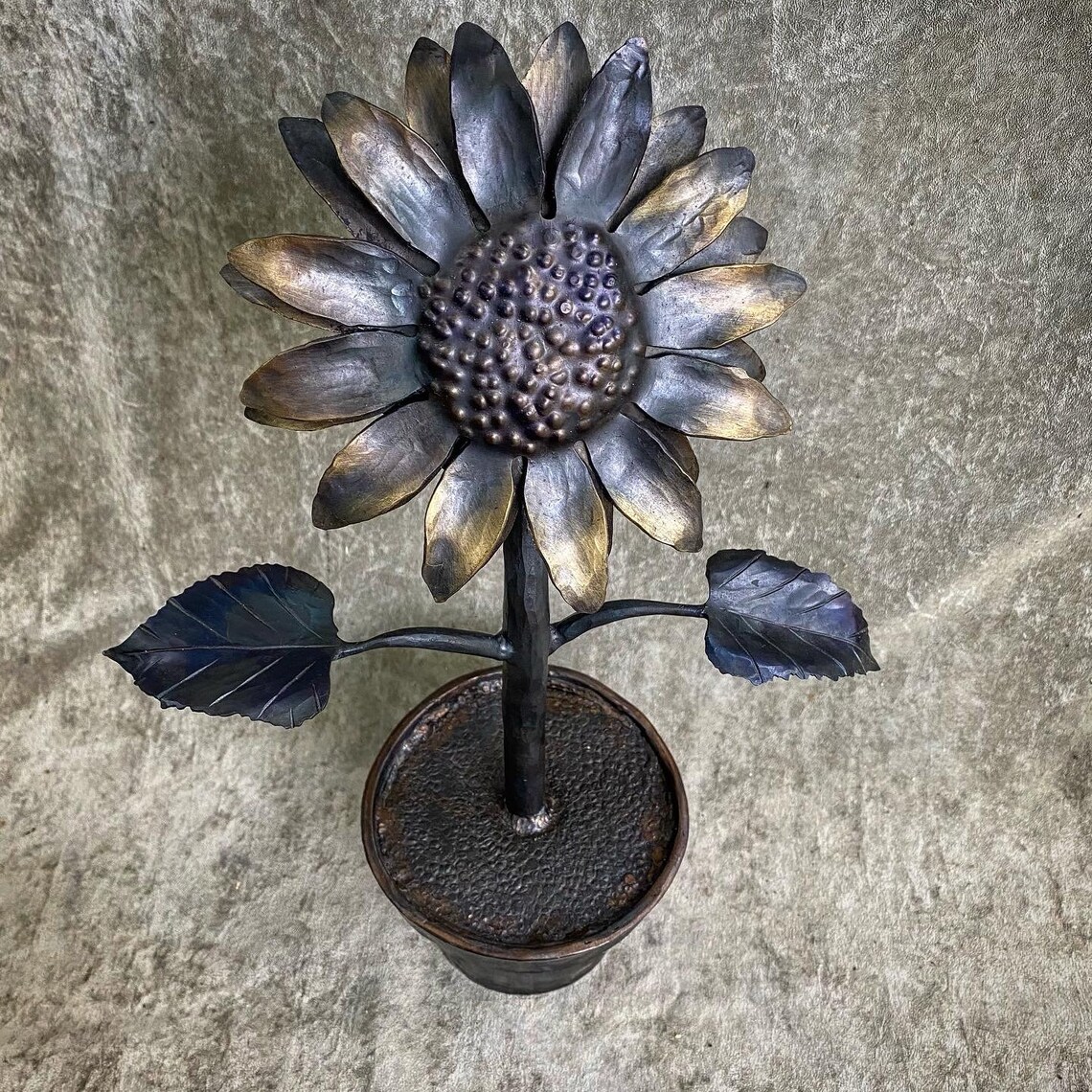 Hand Forged Iron Sunflower Sculpture, Blacksmith Flower Decor - Etsy