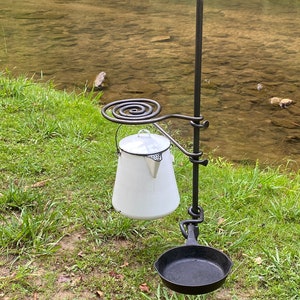Hand Forged Campfire Cooking Pole, Adjustable Swivel Arms - Etsy