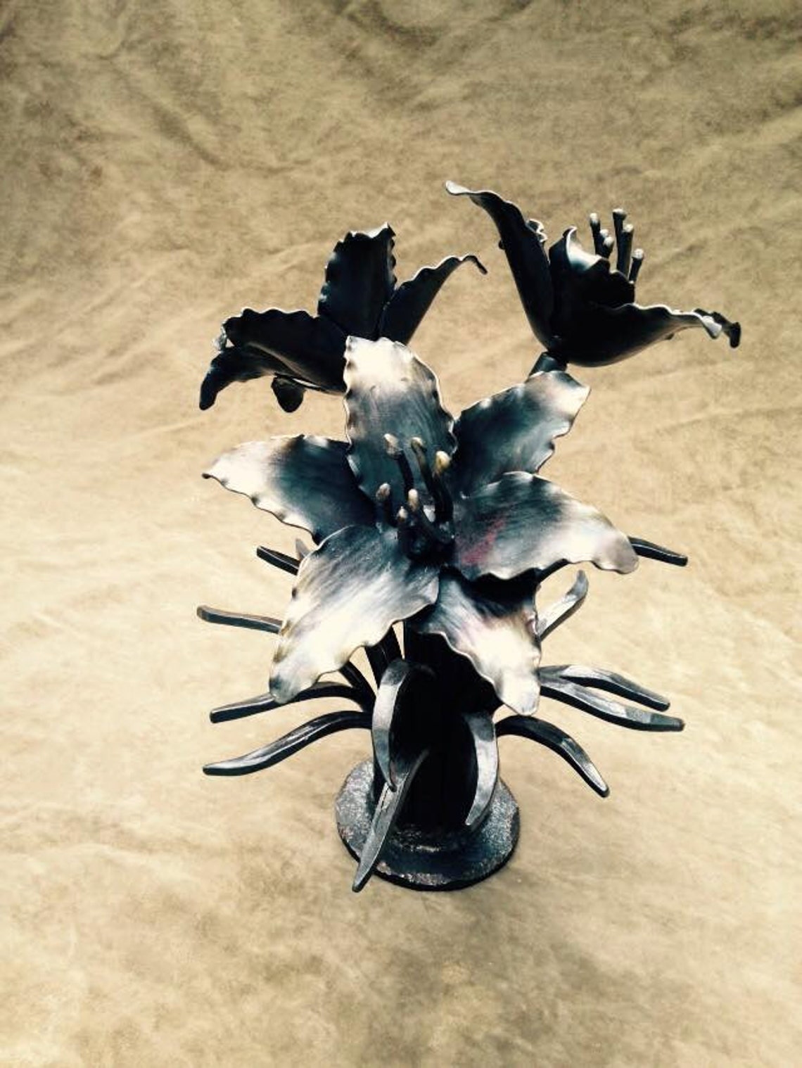 Handforged Iron Day Lily Sculpture, Blacksmith Flower - Etsy