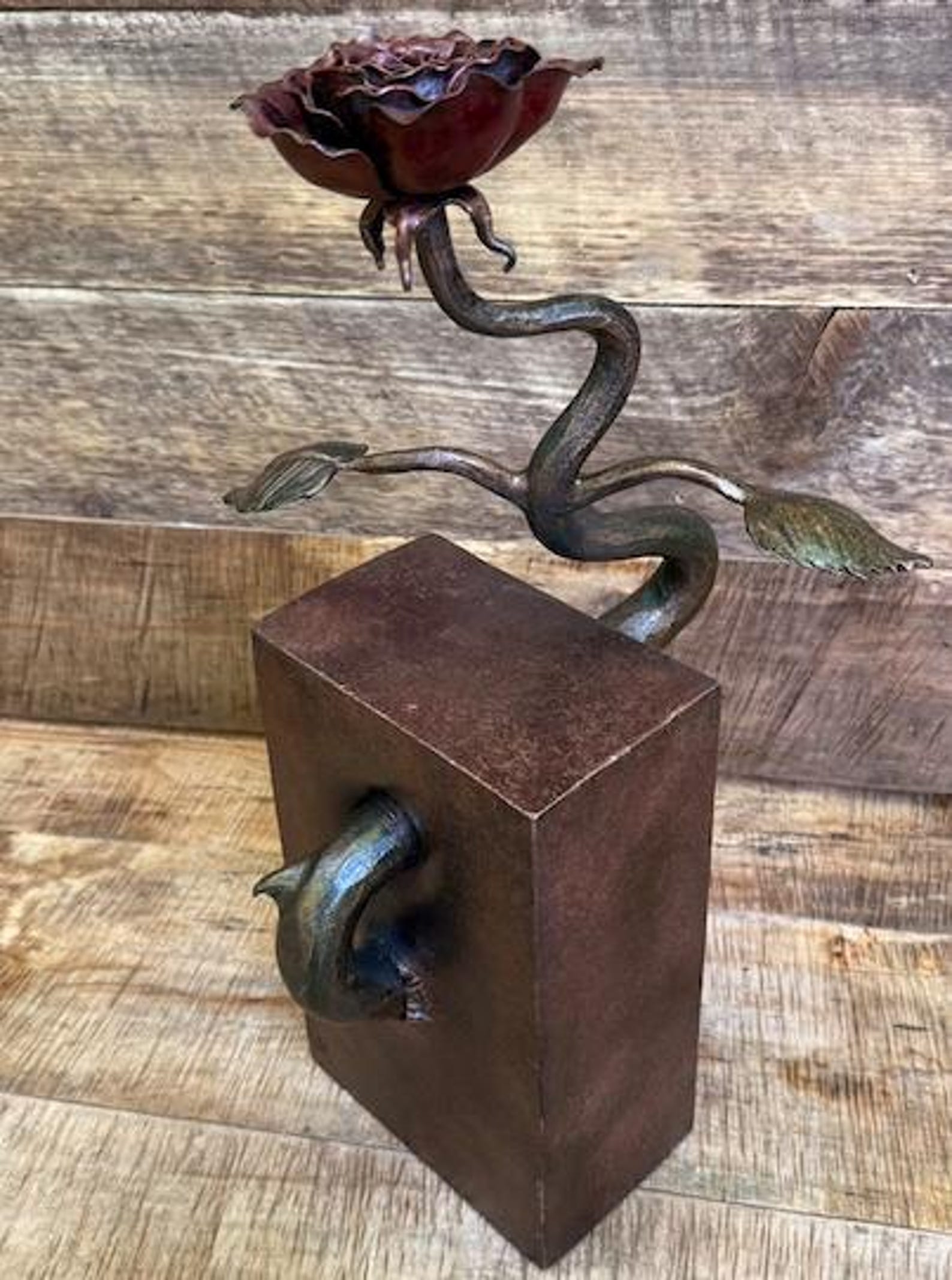 Hand Forged Iron Rose Sculpture, Blacksmith Art, Wedding Gift - Etsy