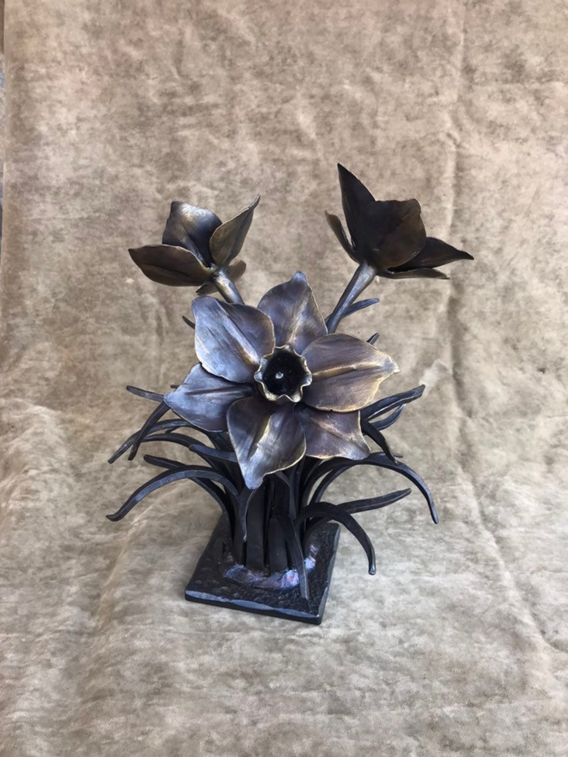Daffodils Hand Forged Iron Flowers Blacksmith Burnt Whisker | Etsy