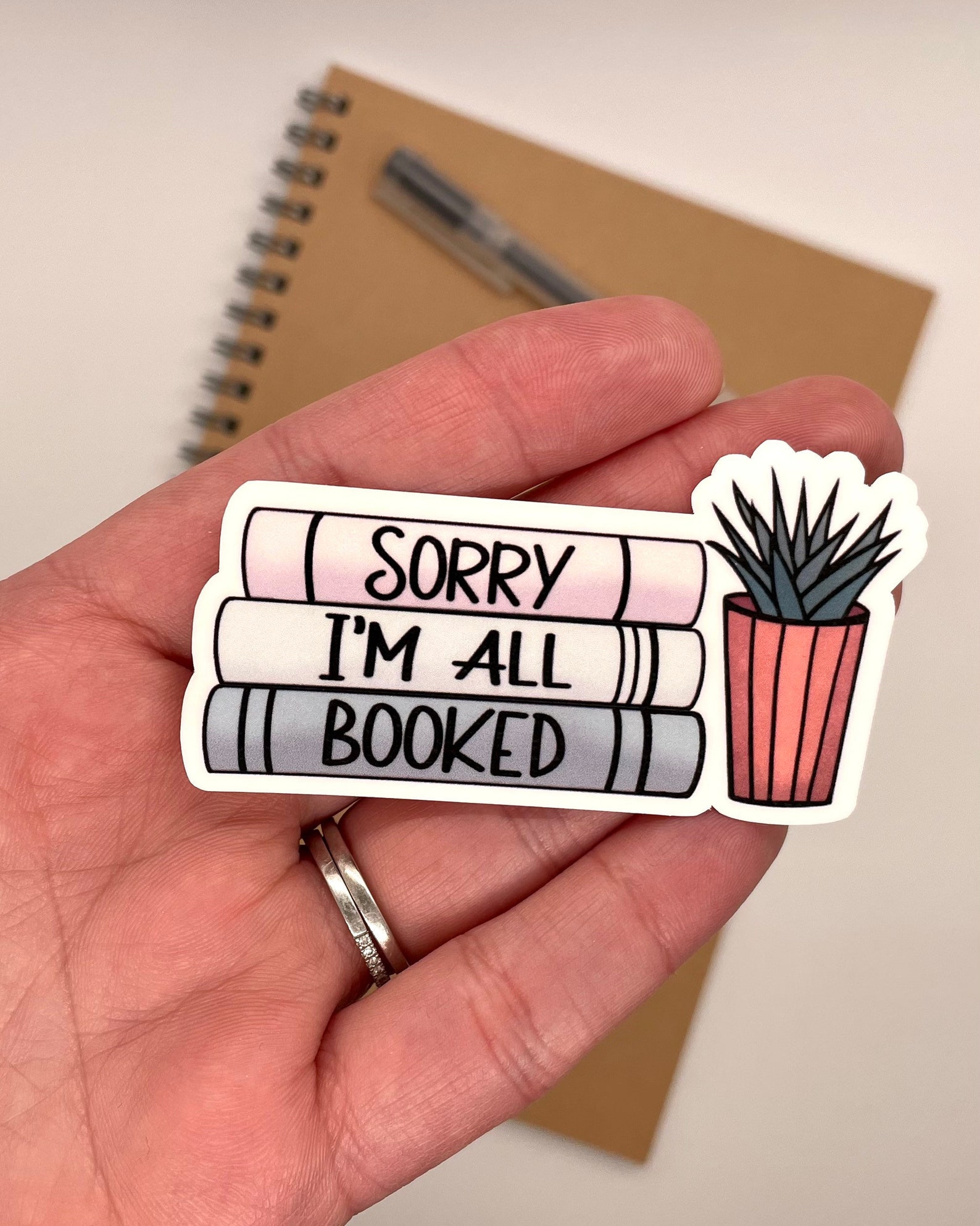 Bookish Sticker Sorry Im All Booked Book Stack Book Nerd - Etsy