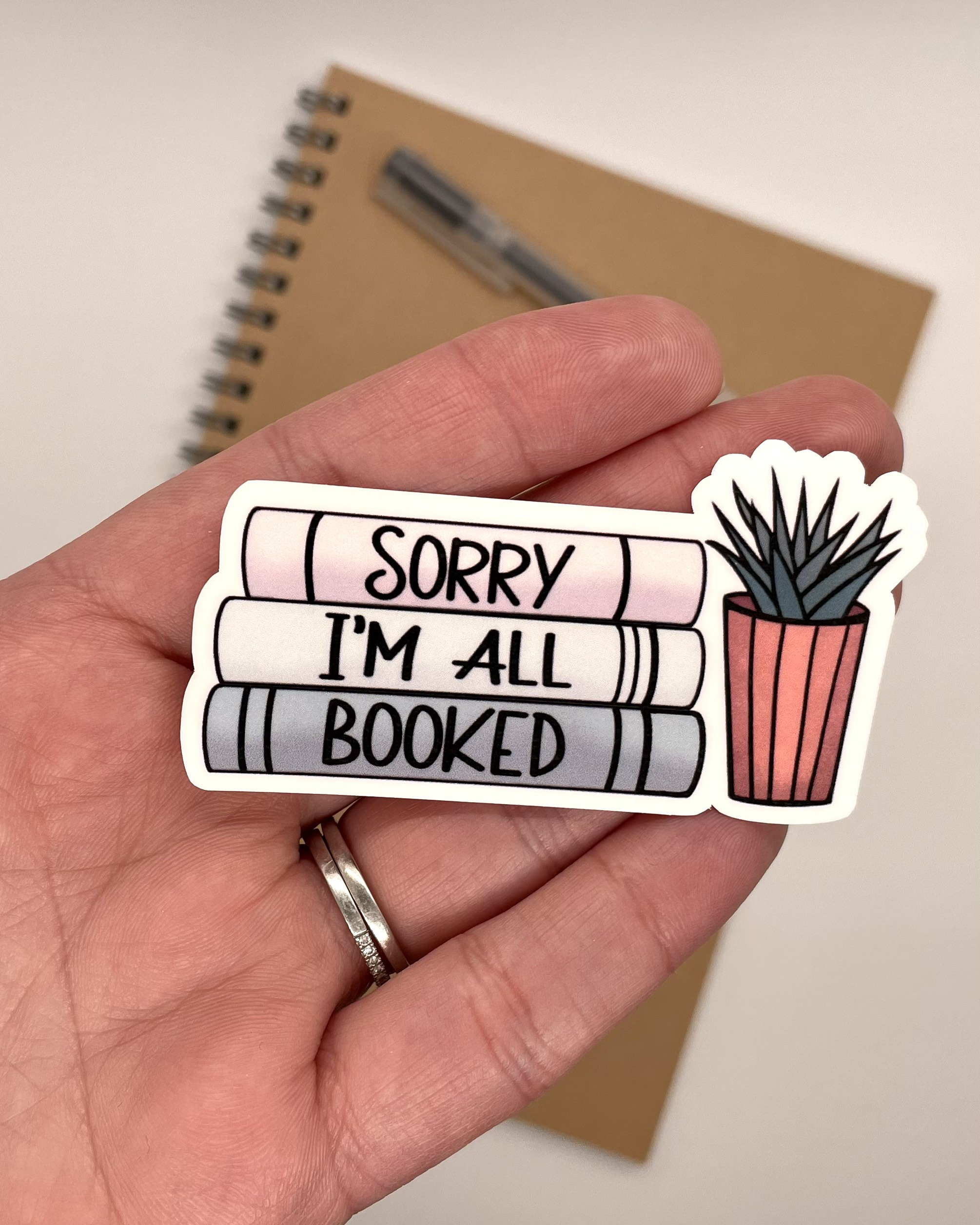 Bookish Sticker Sorry Im All Booked Book Stack Book Nerd - Etsy