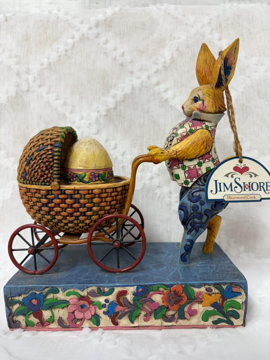 Jim Shore You're A Good Egg. Mama Bunny Pushing a Baby Bunny in Wicker ...