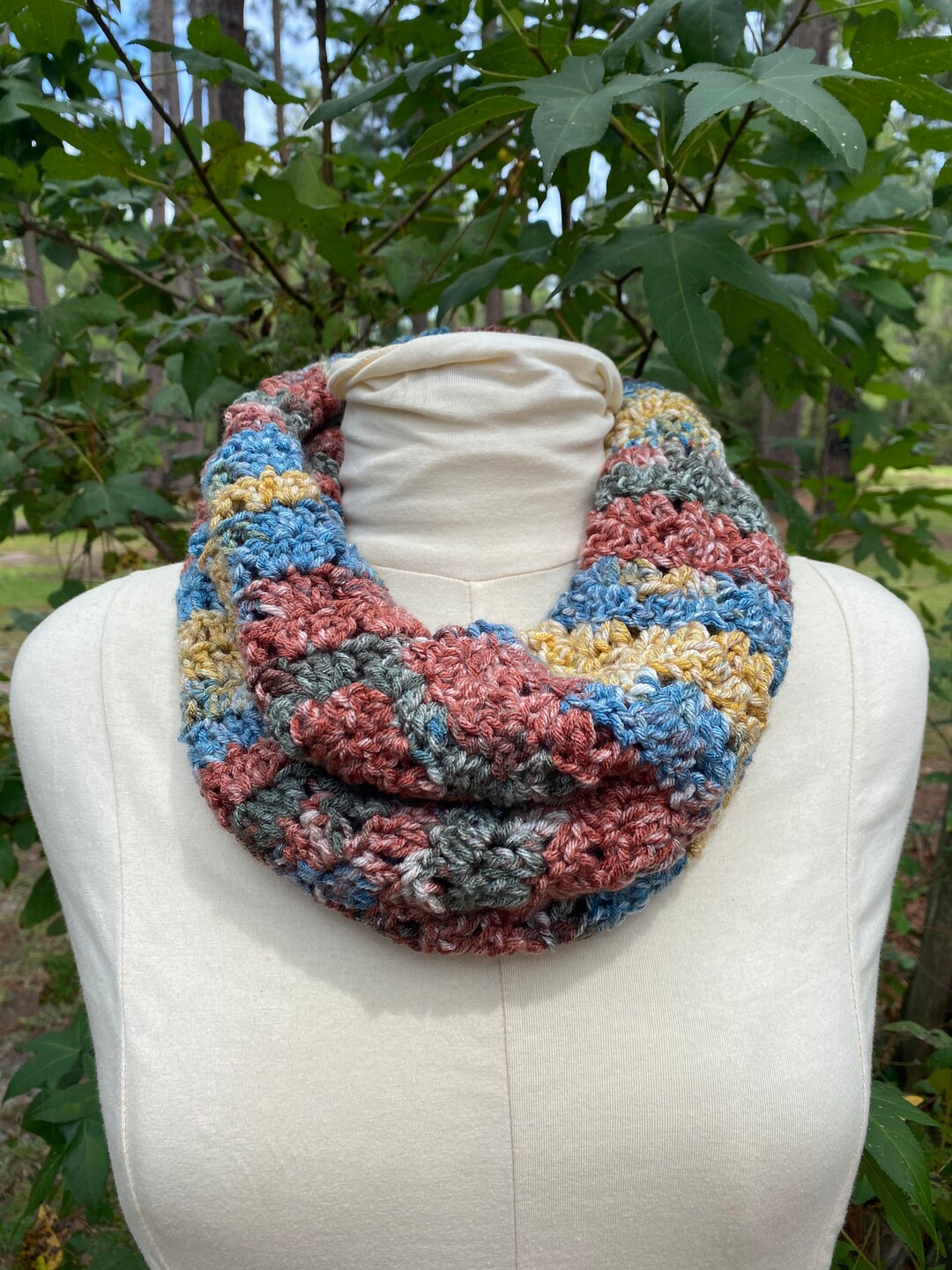 Crocheted Cowl Scarf Made From Low-pill Fiber Yarn. Unfolded is 18 X 26 ...