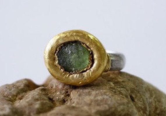 Ancient Roman Glass Ring Unique Engagement Ring Silver and | Etsy