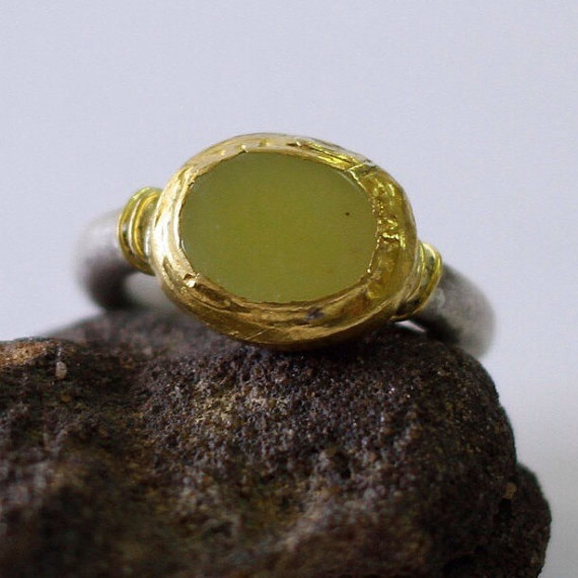 Lemon Jade Ring, Jade Engagement Ring, Jade Wedding Band, Unique ...