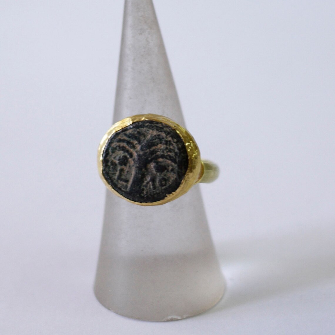 Ancient Coin Ring Yellow Gold Coin Ring 18K Solid Gold Ring | Etsy