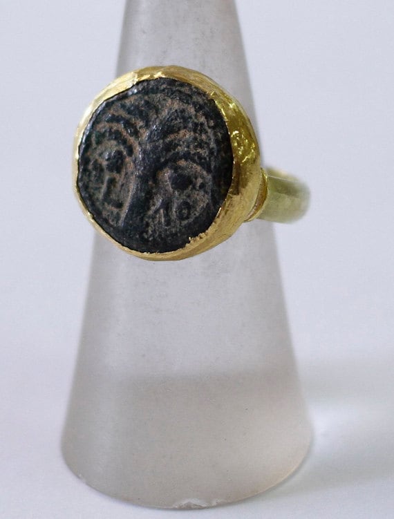 Ancient Coin Ring Yellow Gold Coin Ring 18K Solid Gold Ring | Etsy