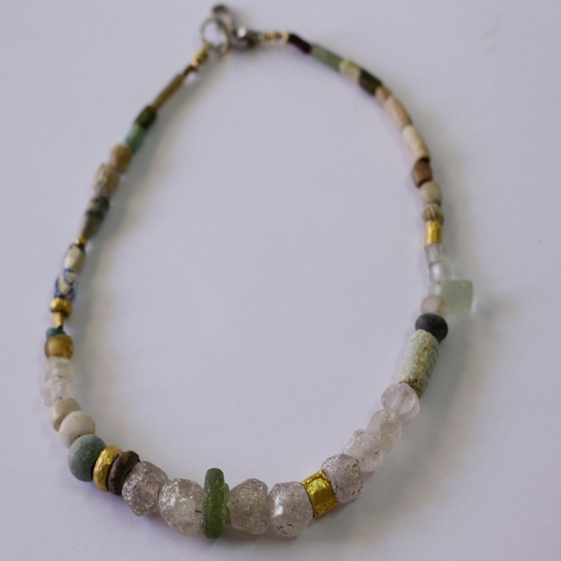 Ancient Crystal Beaded Necklace, Bohemian Chic Necklace, Ancient Bead ...