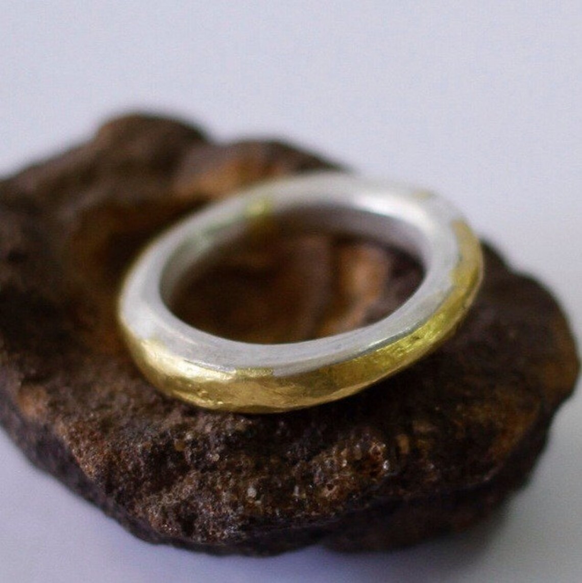 Silver and Gold Stacking Ring, SQUARE Profile, Gold and Silver Stacking ...