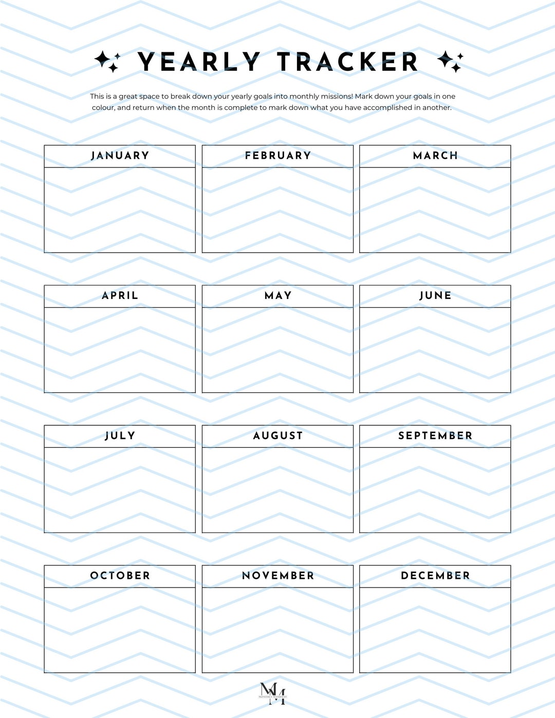 Yearly Tracker - SINGLE PAGE DOWNLOAD - Etsy