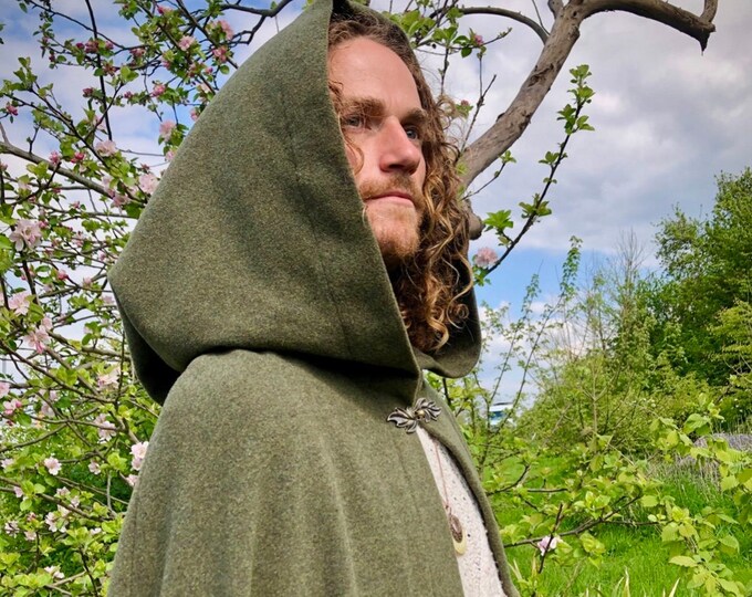 Essential Pagan Cloak, Pure Wool Sage Green Men Women's Bespoke Made to ...