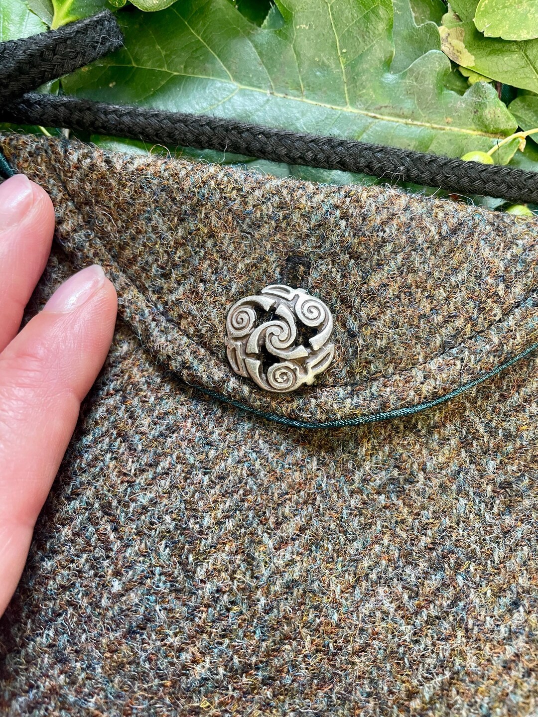 Harris Tweed and Velvet Tarot Bags Embroidered Moon, Celtic Knot ...
