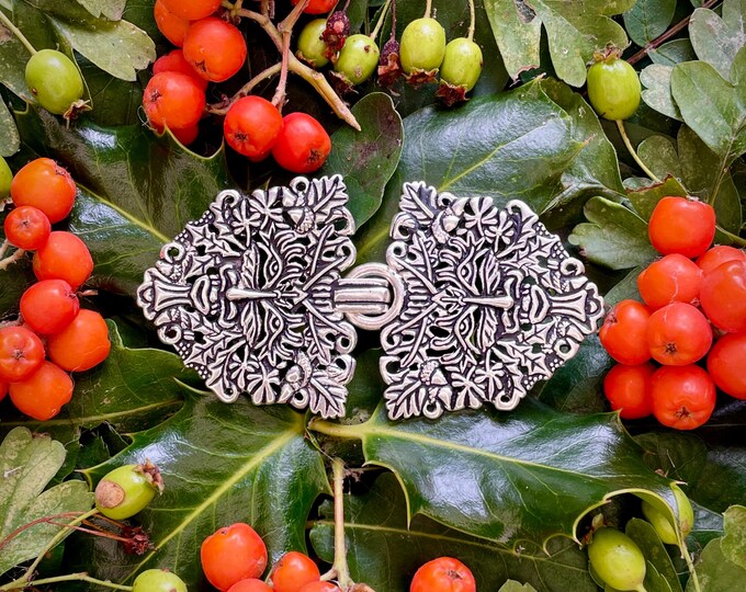 Greenman Cloak Clasp Cape Fastening Silver Plated Avalon Cloaks ...