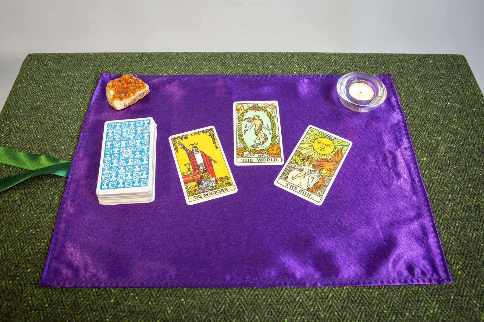 Satin Tarot Wrap and Reading Cloth Oracle Cards Purple Green - Etsy UK