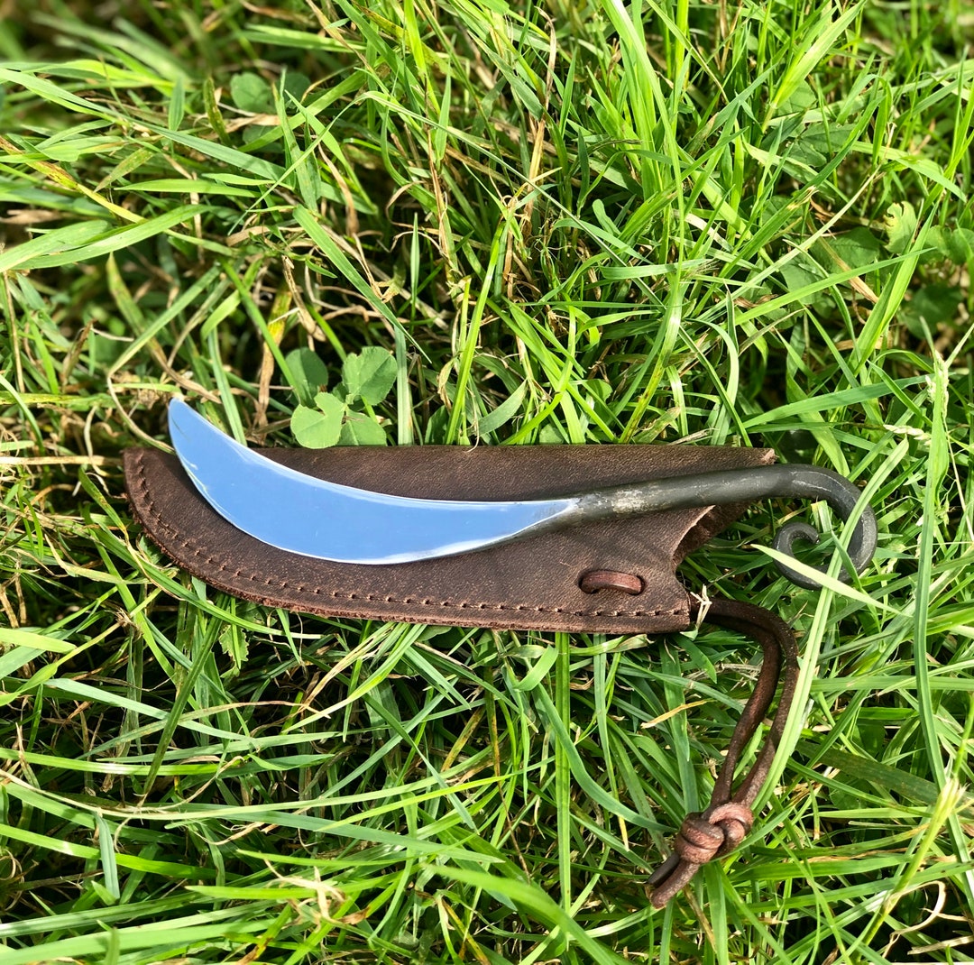 Druid Ritual Knife Crescent Moon With Leather Sheath Hand Forged ...