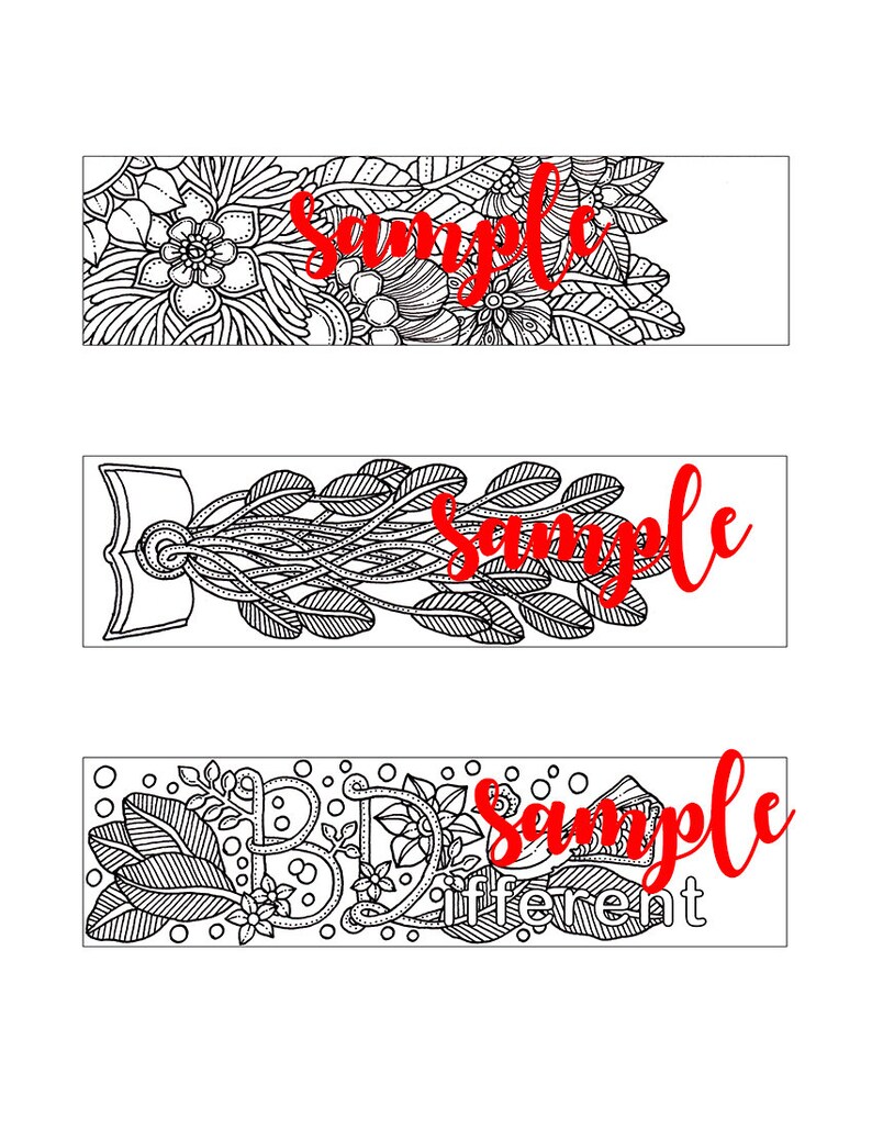 PDF Version Instant Download Floral Bookmarks Coloring Page - Etsy