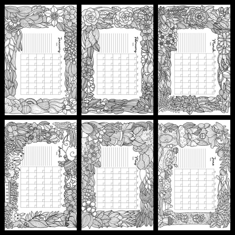 Open Date Coloring Calendar + 20 Coloring Pages PDF Instant Download ...