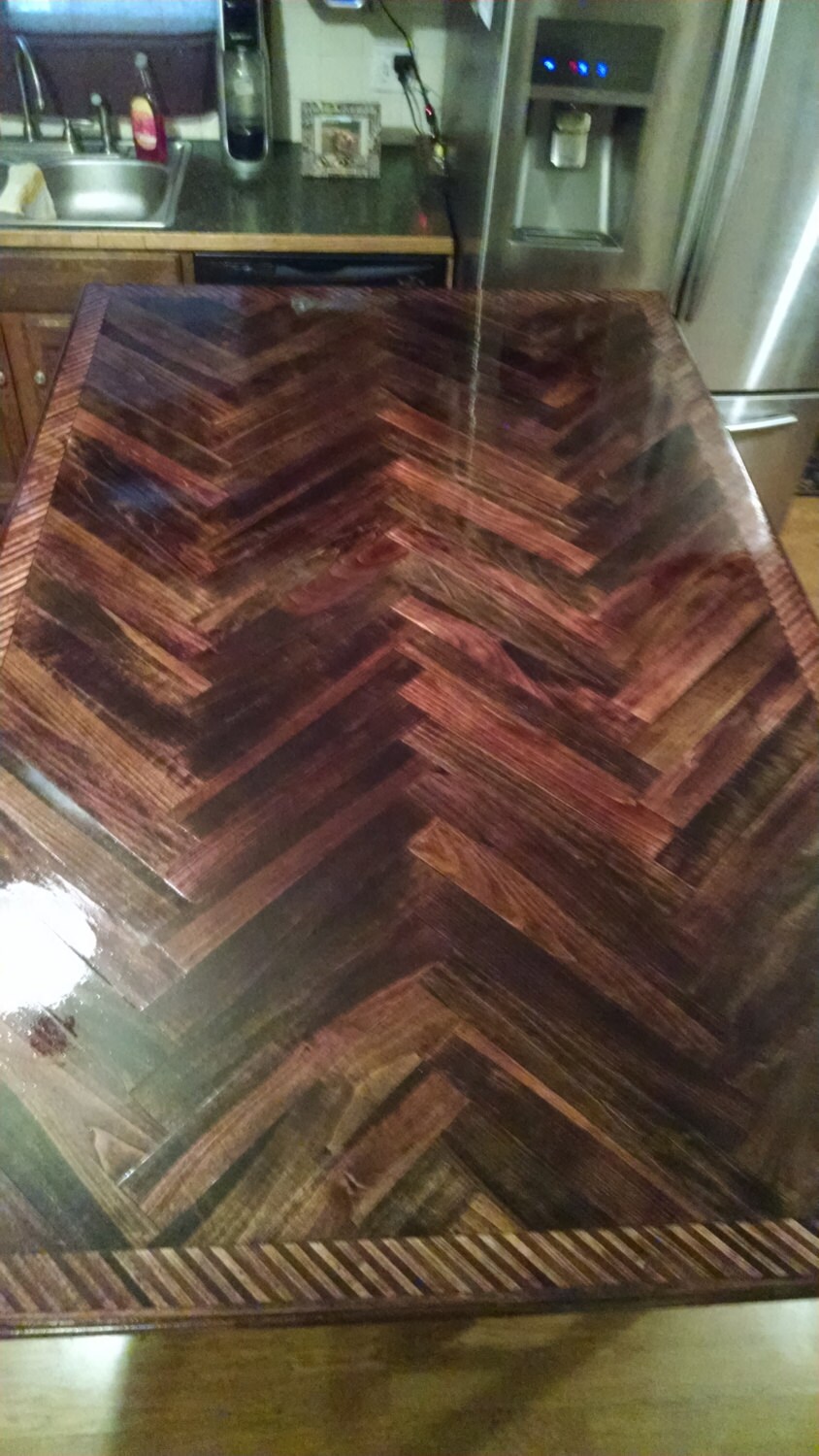 Herringbone Dinner Table / Chevron Dining Table / Dining Table ...