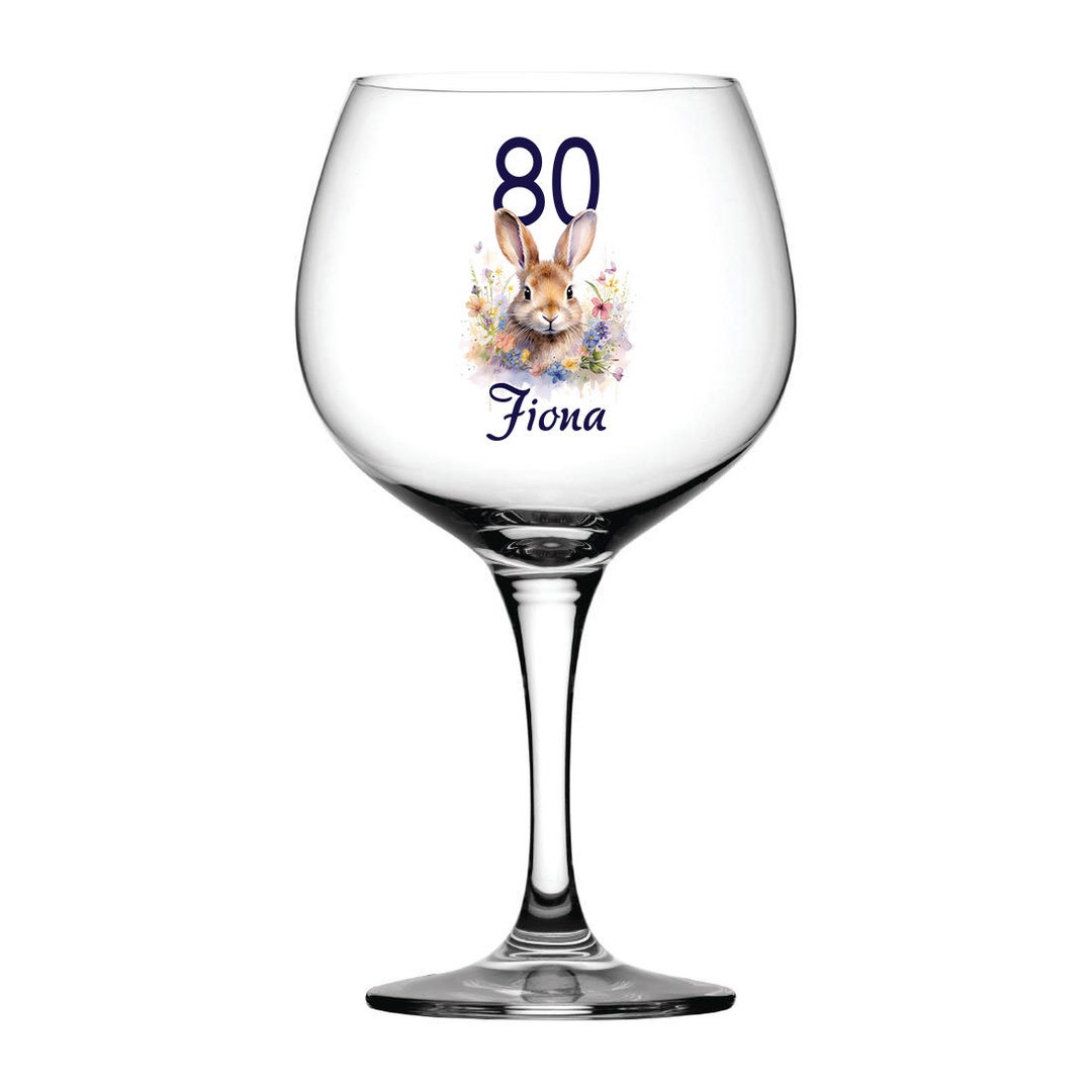 Personalised Any Age Birthday Cocktail Gin Glass Gift With Bunny 18th ...