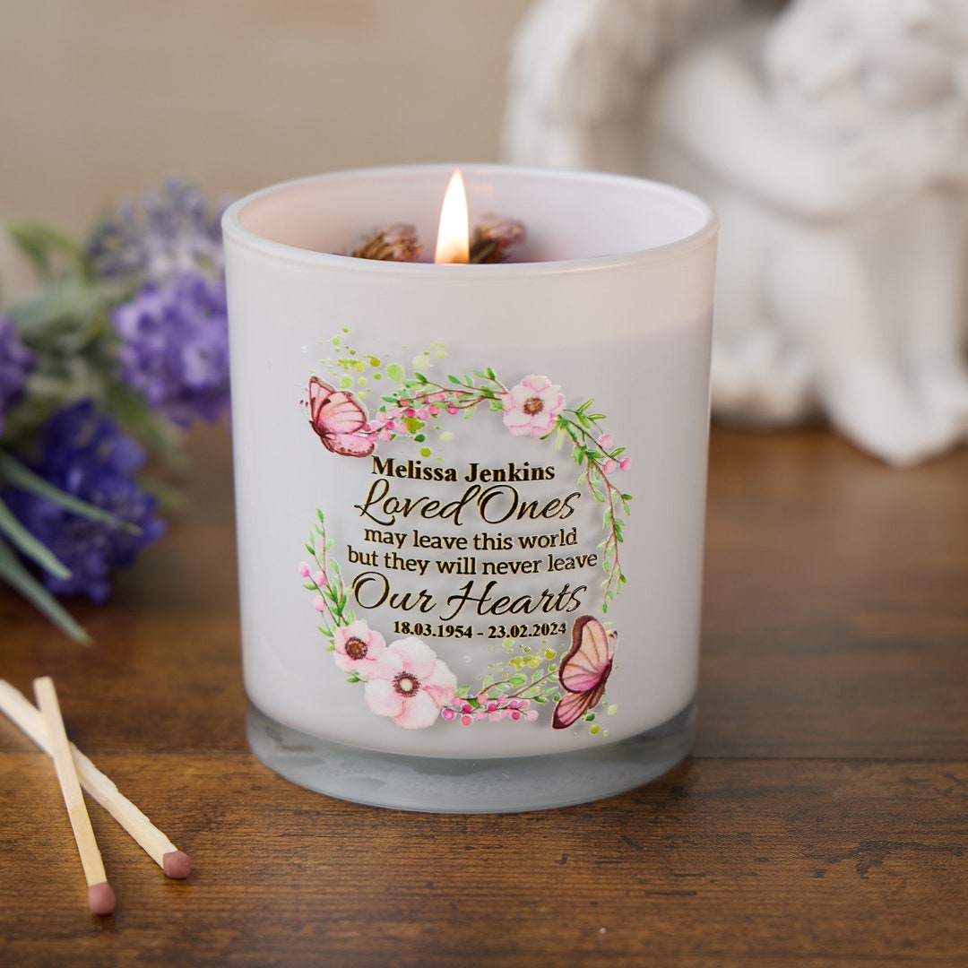 Personalised Memorial Remembrance Candle With Embellishments Butterfly ...