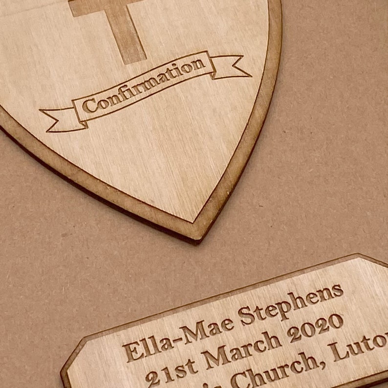 Personalised Brown Confirmation Guest Book With Wooden - Etsy UK