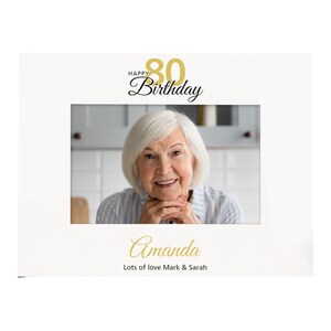 Personalised 80th Birthday Photo Frame Landscape With Name and ...