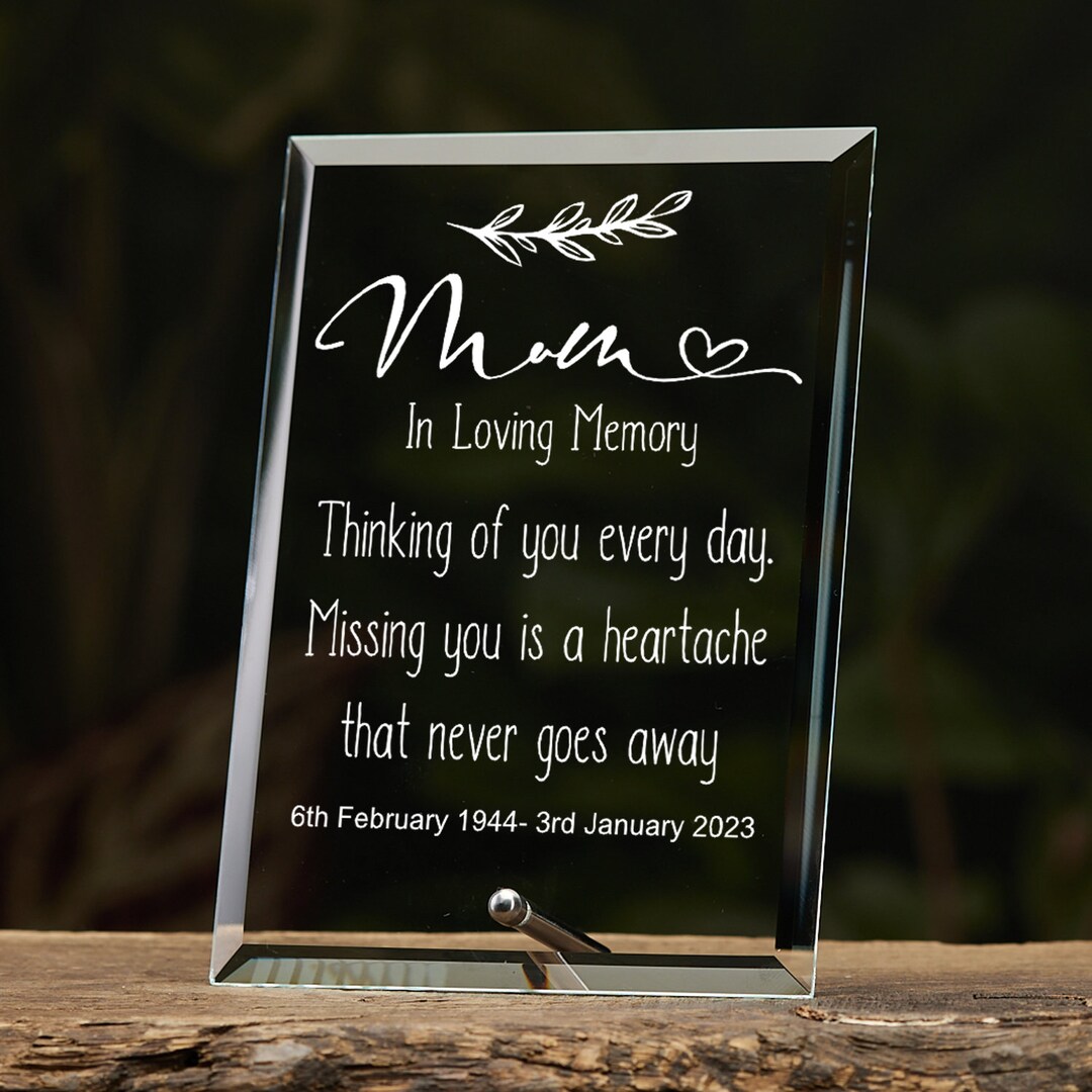 Mum in Loving Memory Personalised Memorial Funeral Glass Plaque - Etsy