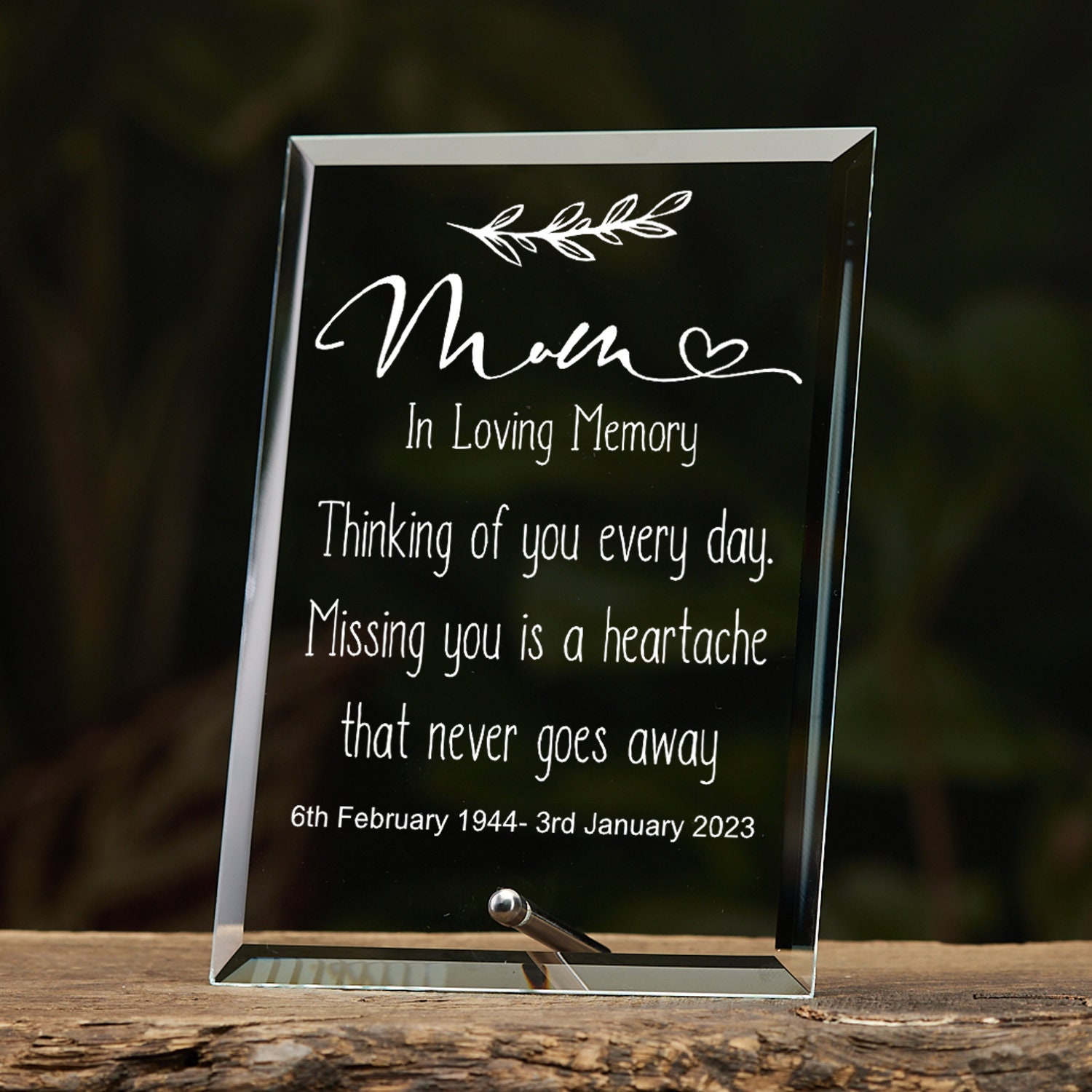 Mum in Loving Memory Personalised Memorial Funeral Glass Plaque - Etsy UK
