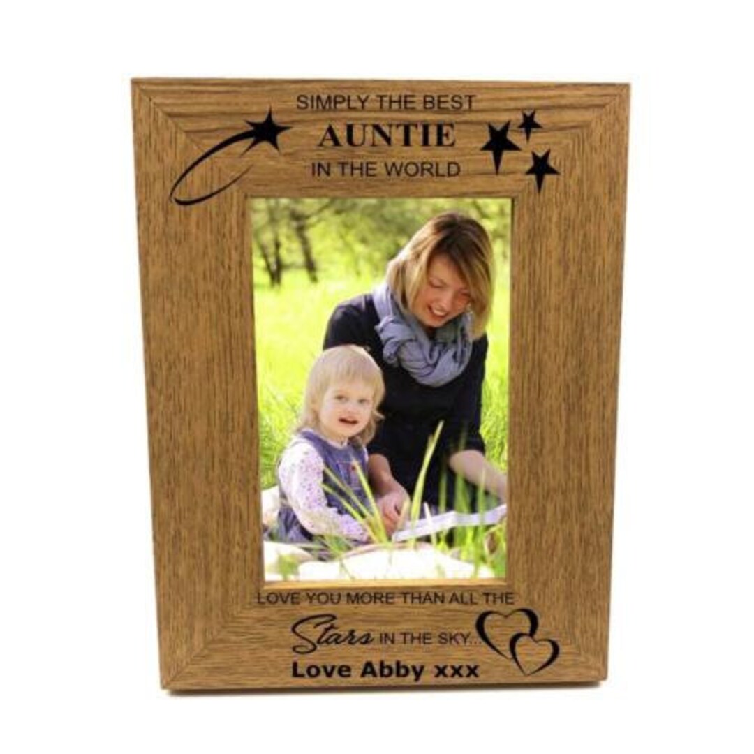 Personalised Best Auntie Portrait Wooden Photo Frame Gift - Etsy UK