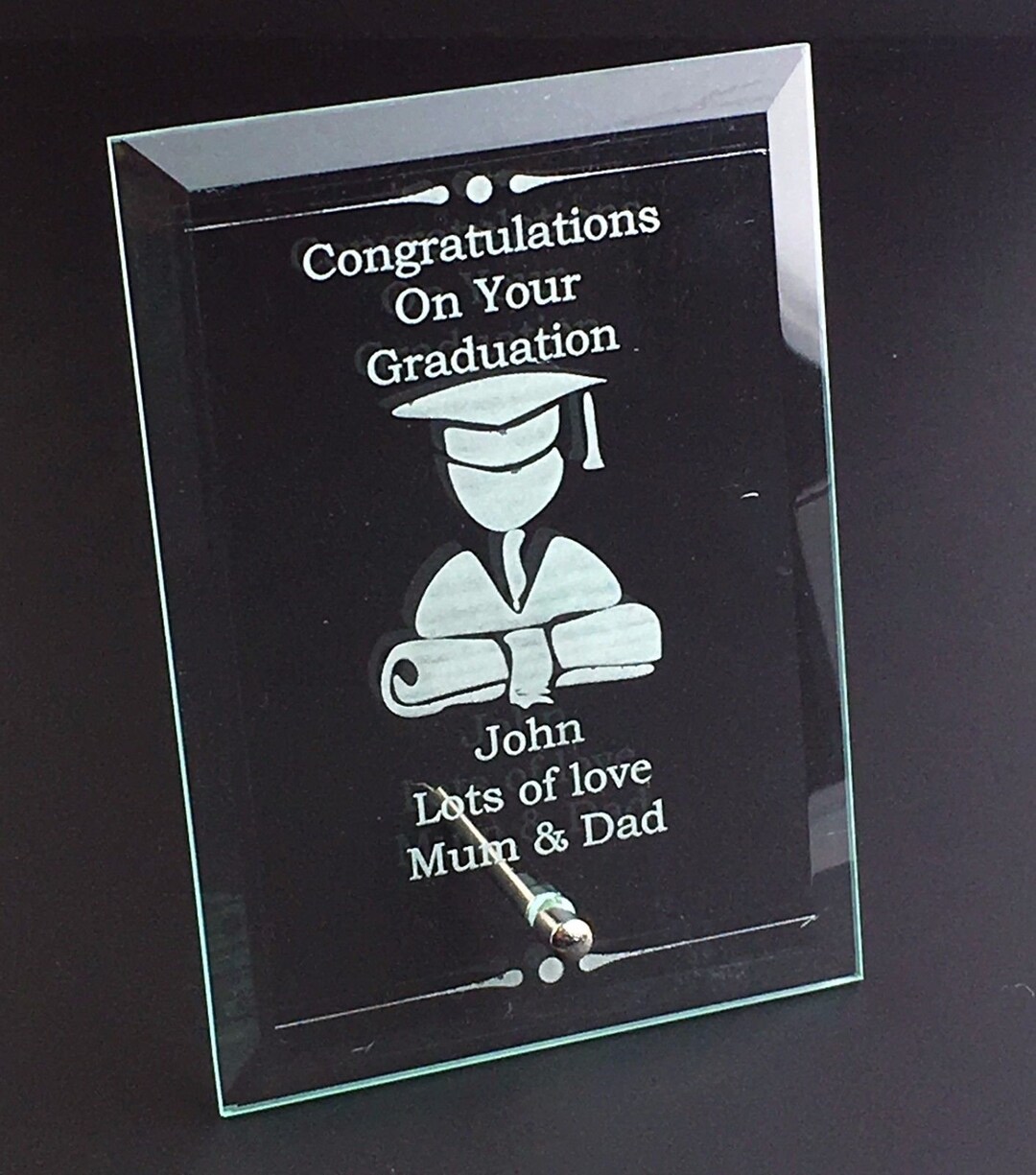 Male Graduation Congratulations Personalised Engraved Glass Plaque - Etsy