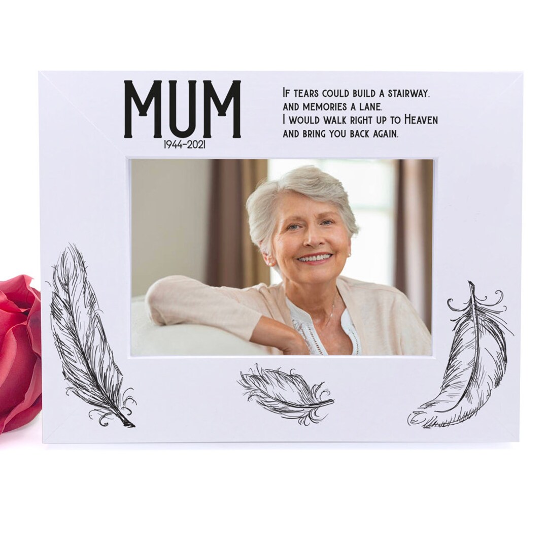 Personalised Mum Remembrance Memorial White Photo Frame Wood Finish ...