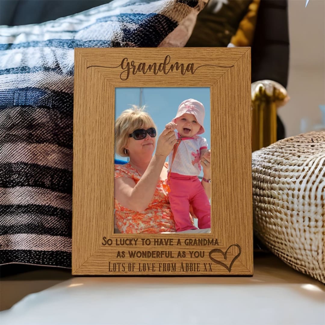 Personalised Grandma Love Heart Engraved Portrait Photo Frame Gift - Etsy