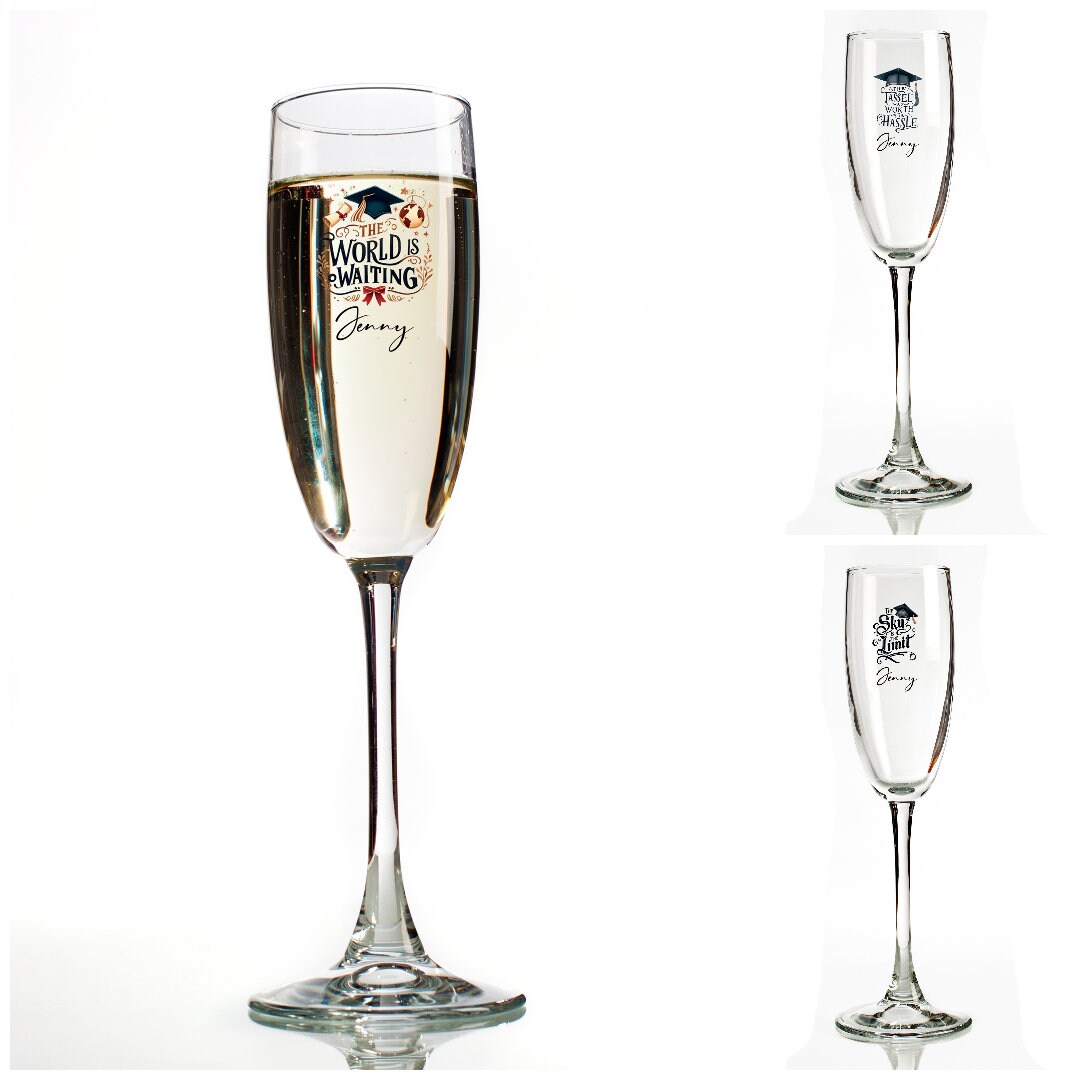 Personalised Graduation Champagne Prosecco Glass Congratulations ...
