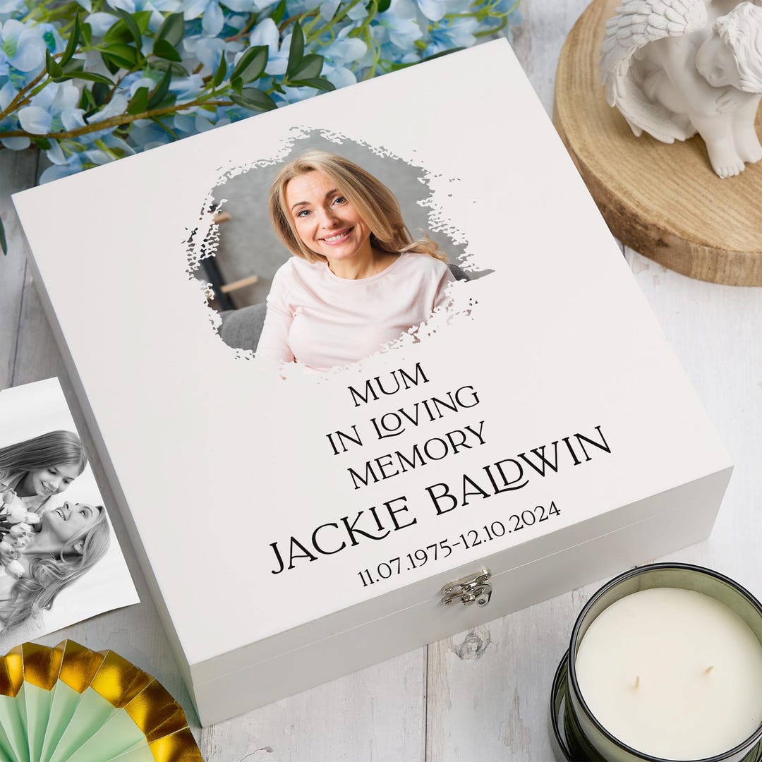 Personalised Mum in Loving Memory White Keepsake Box With Photo for ...